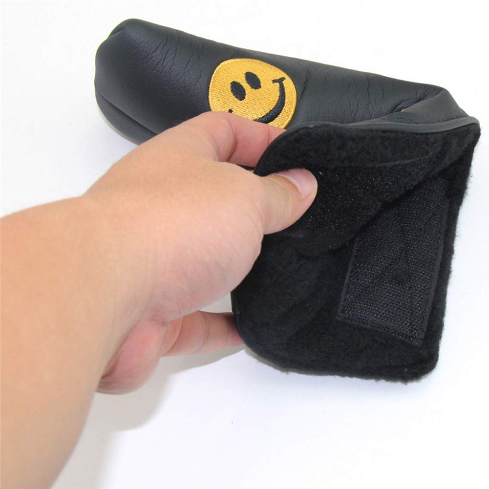 DBYAN Smile Face LIMITED EDITION Golf Blade Putter Covers Head cover for Scotty Cameron Odyssey Callaway Taylormade Titleist Ping Mizuno Cobra,Black/yellow (Black/Yellow)