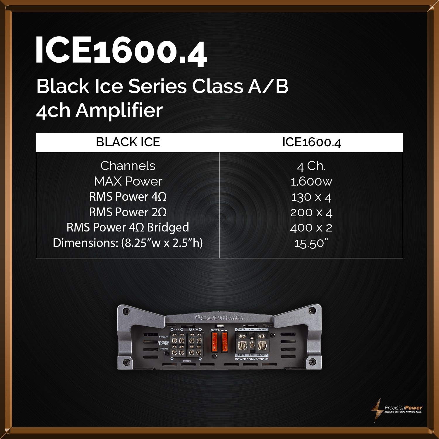 Precision Power ICE1600.4 Black Ice Series 1600W Class A/B 4Ch Amplifier