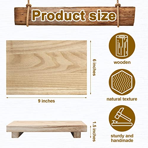 Wood Riser Tray Soap, Stand Soap Tray for Kitchen Sink, Wood Pedestal for Kitchen Counter Sink Stand Decorative Rustic Bathroom Dishes for Plant Bottles Candles Display (Natural, 9 x 6 Inch)
