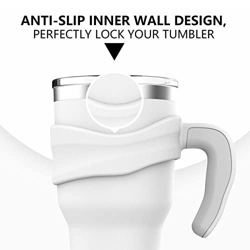 Tumbler Handle Fits for 30 OZ YETI Rambler,Rtic Mug-Previously Design,Sic,OZARK TRAIL & More Tumbler Travel Mug | BPA FREE(Handle Only) (White)