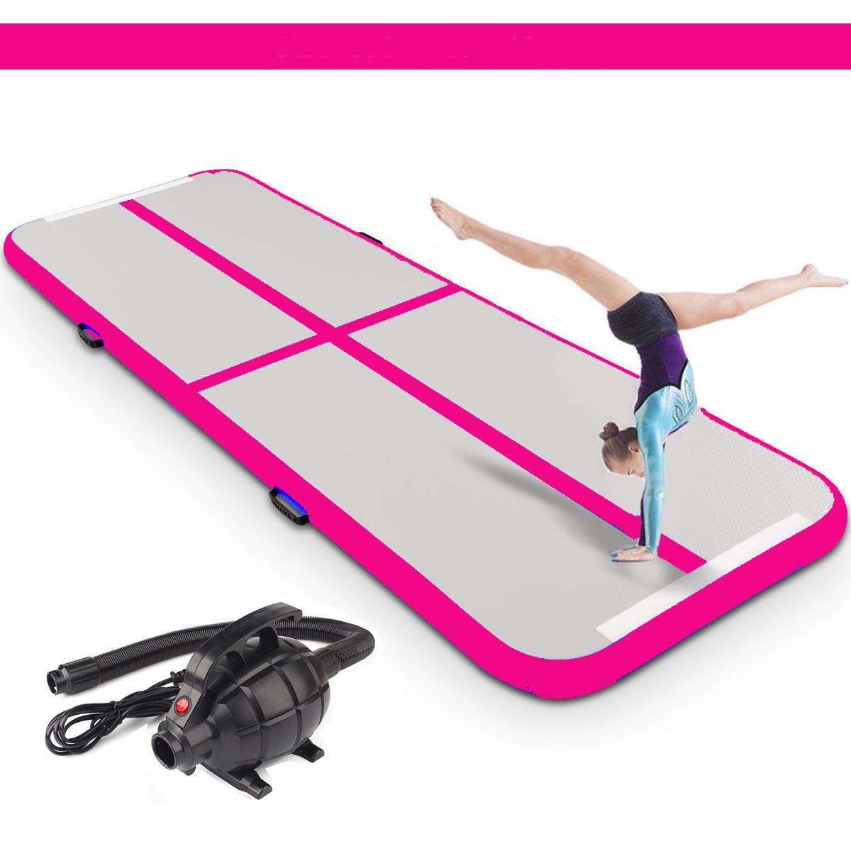 CNSPORT Inflatable Air Gymnastics Mat Training Mats 10ft13ft16ft20ft Gymnastics Tracks for Home UseTraining,Pink,10ft*3.3ft*4in(3*1*0.1m)