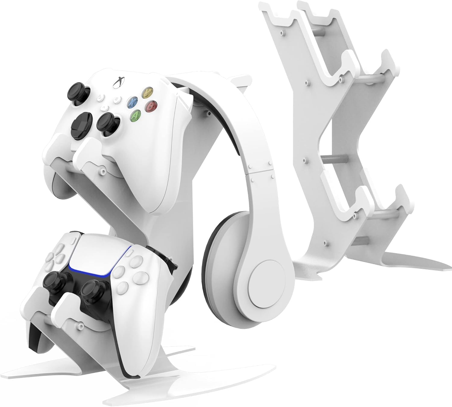 Controller Holder Stand, Universal Metal Material Game Controller Headset Stand Controller Accessories for Gamepad of PS5 / Xbox / PS4 / Switch (White