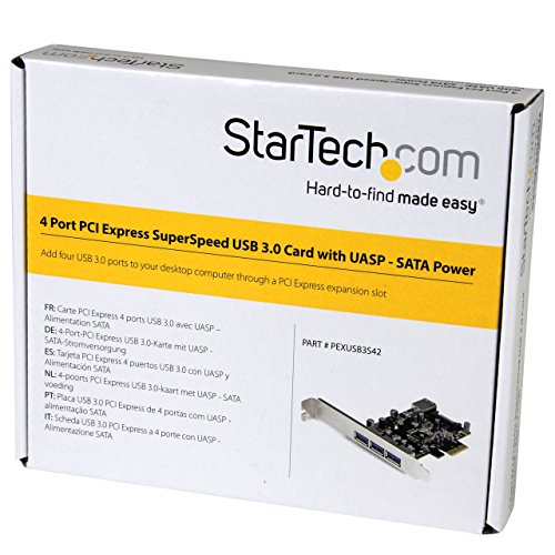 StarTech.com 4 Port PCI Express USB 3.0 Card - 3 External and 1 Internal - Native OS Support in Windows 8 and 7 - Standard and Low-Profile (PEXUSB3S42)