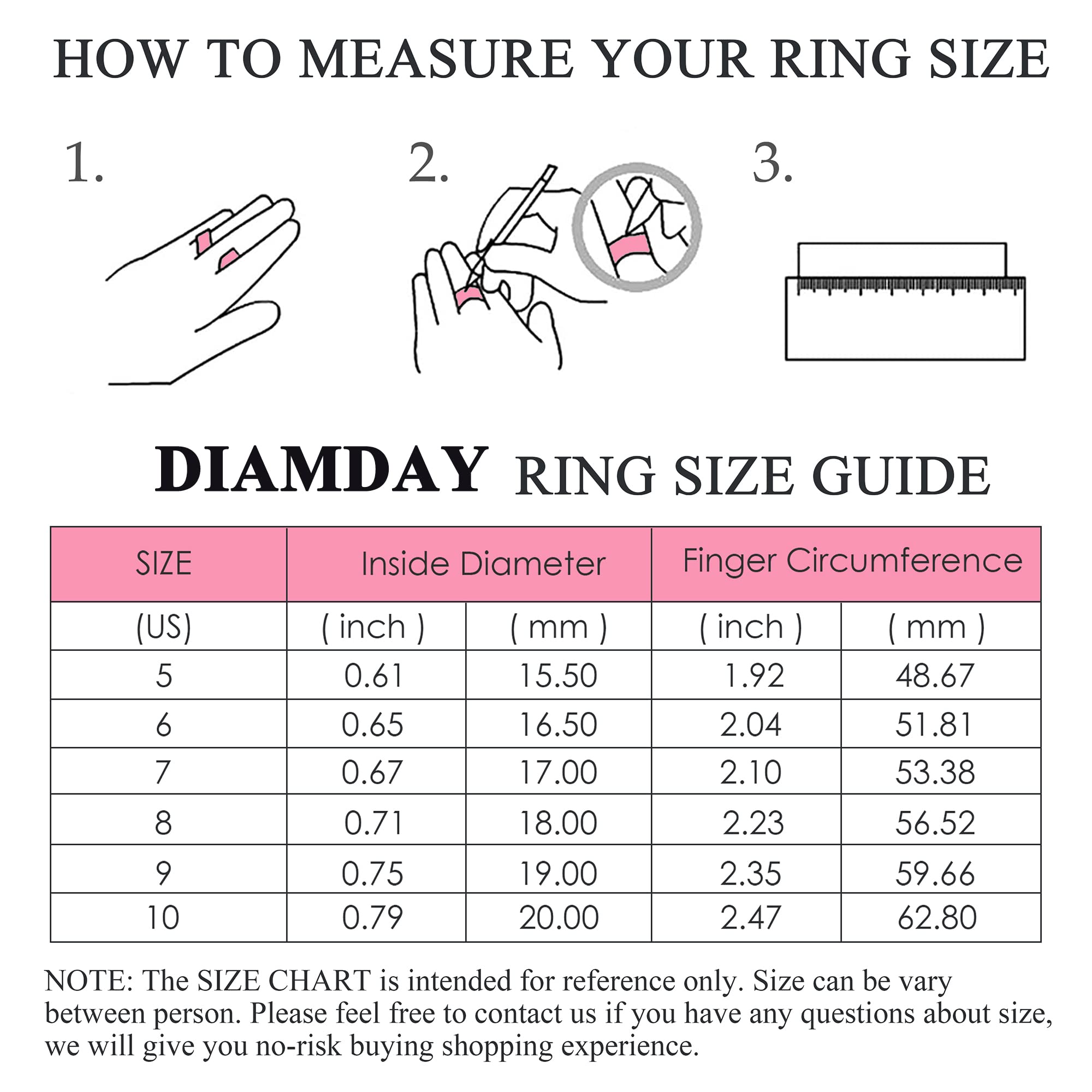 Diamday Simple Stackable Rings for Women Men 316L Stainless Steel Wedding Band High Polish Plain Thumb Promise Statement Rings Pack Size 7