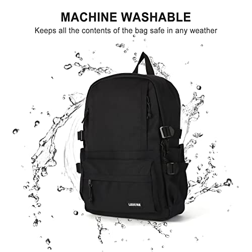 ONXTHIN Backpack For Men Women,Black Bookbag,Lightweight Travel Rucksack Casual Daypack Laptop Backpack fit 15.6" Laptop,Black