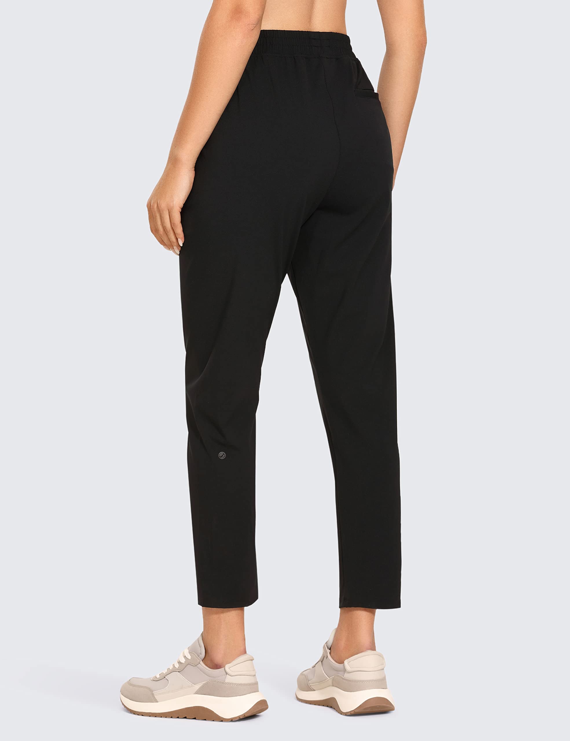 CRZ YOGA Womens High Waisted 4-Way Stretch Lounge Ankle Pants 26" - Sweatpants Workout Athletic Trousers Zip Pockets Black Small