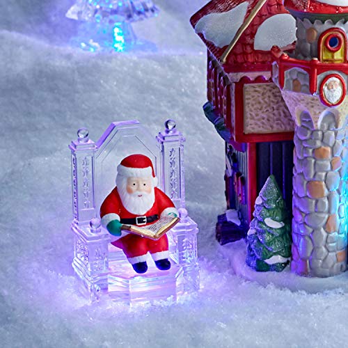 Department 56 Village Collection Accessories Ice Castle Santa on Throne Lit Figurine, 1.89 Inch, Multicolor
