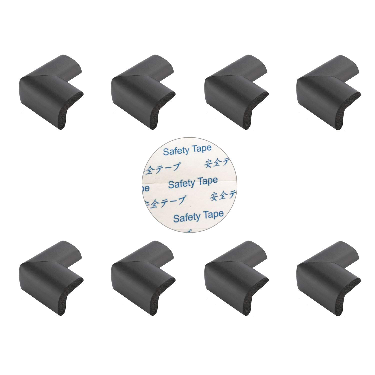Edge Corner Guards, 8 Pack, Desk Corner Protector, Table Edge Cushion, Baby Furniture Bumper, Baby Safety Corner Guard, Corner Foam Cover, Fireplace Bumper for Kid, Self Adhesive (Black)