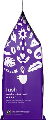 Ethical Bean Fairtrade Organic Coffee, Lush Medium Dark Roast, Whole Bean Coffee (12 Oz Bag), Lush Medium Dark Roast, 0.75 Lb