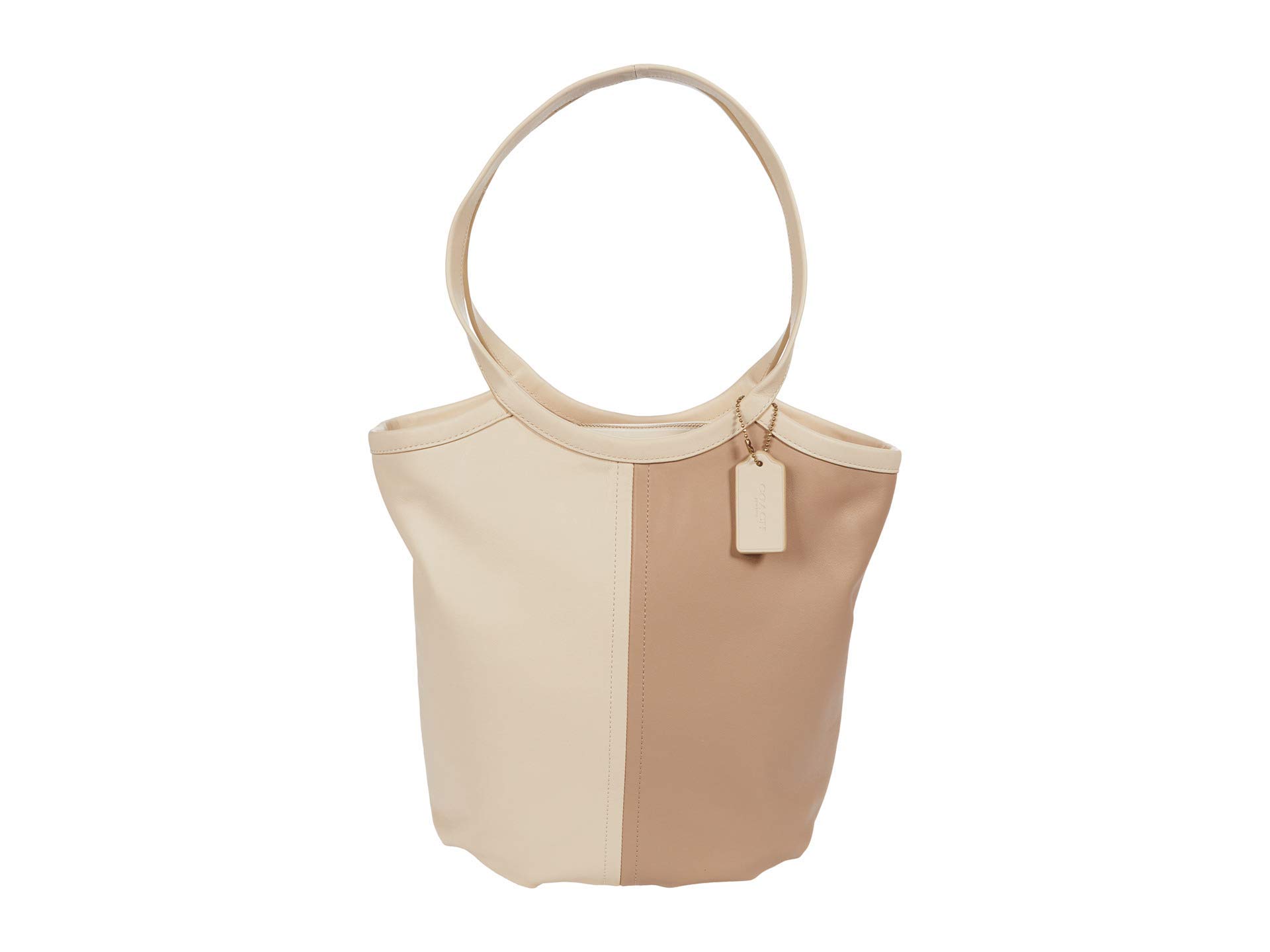 Coach Color-Block Soft Leather Tote B4/Ivory Taupe Multi One Size