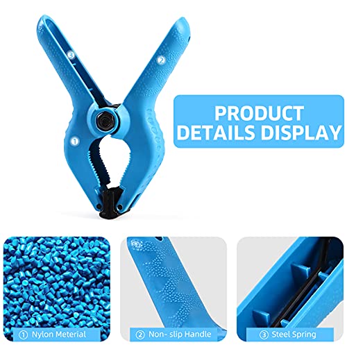 FASTORS 4.5 Inch Spring Clamps for Woodworking,12-PACK Backdrop Clips,Clamps for Pool Cover, Crafts,Photography Studio and Muslin Backdrop, Clamps Heavy Duty(BLUE)