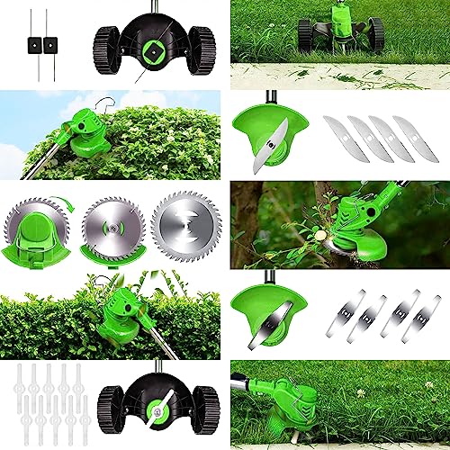 Mrzneaoch Electric Weed Wacker 36v Weed Eater Battery Powered,with 17 indivual 5 Different Blade Weed Eater for Home Garden Yard Mowing