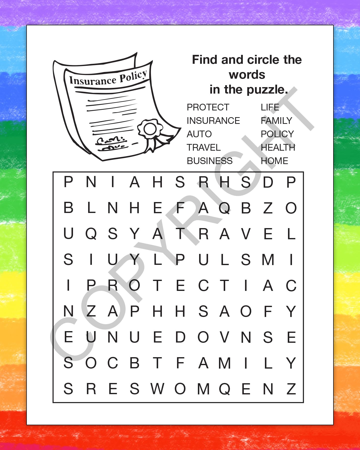 ZOCO - We All Need Insurance - Kids Coloring Books (25 Bulk Pack, with Crayons) - Insurance Agent, Financial Planner Supplies - Educational Games, Puzzles, Activities