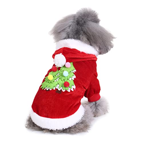 Ornaous Cute Dog Cat Christmas Hoodie, Pet Xmas Tree Cosplay Costume, Puppy Fleece Outfits Warm Clothes(M Size)