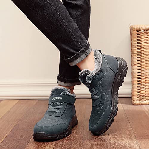 FASDNENDYS Women's Winter Boots Toe Sport Shoes Round Men Warm Flat Winter Keep Boots Hiking Shoes Men Lightweight Grey