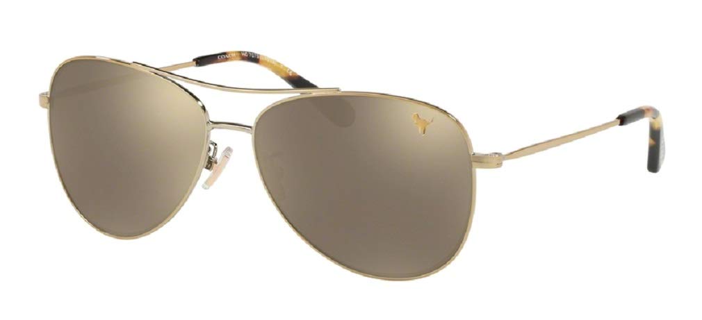 Coach HC7079 90056F 58M Shiny Light Gold/Rose Gold Gradient Flash Aviator Sunglasses For Women+ BUNDLE With Designer iWear Eyewear Kit
