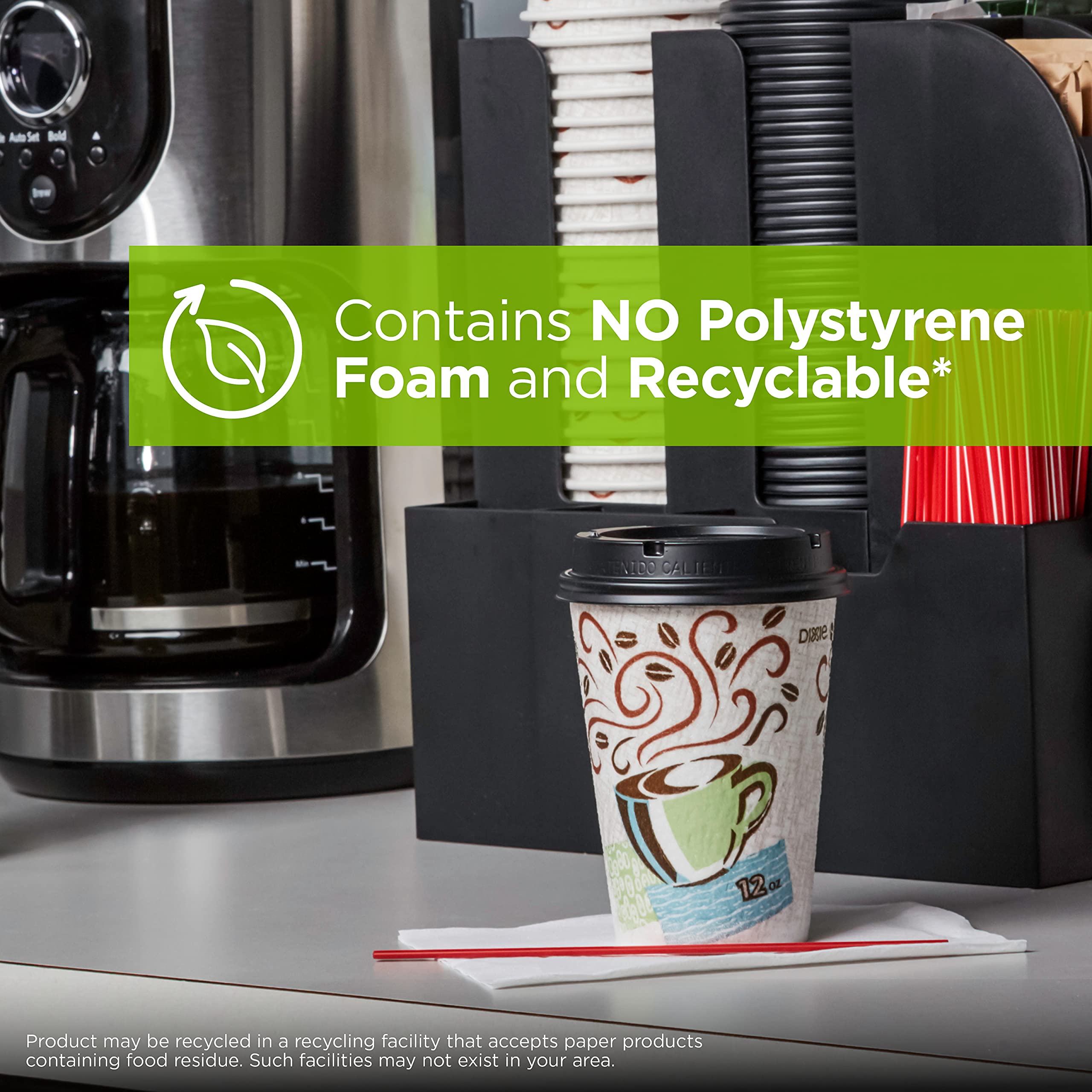 Dixie PerfecTouch, 5338CDWR, Coffee Haze, 8 oz., Individually Wrapped Insulated Paper Hot Cup by GP PRO (Georgia-Pacific) (Case of 1,000 Cups), Coffee Haze Design