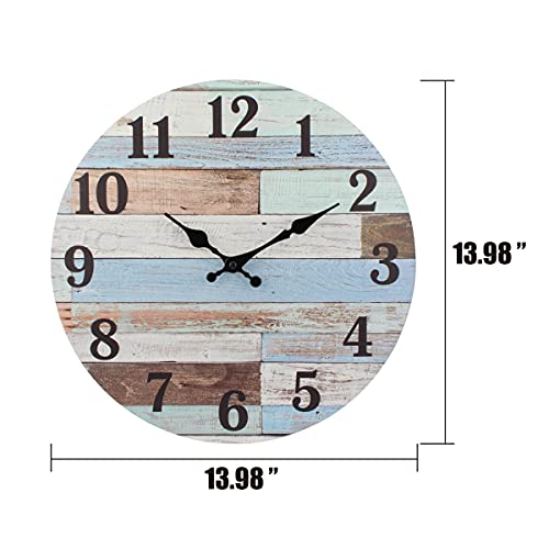 Stonebriar Vintage Coastal Worn Blue 14 Inch Round Battery Operated Wall Clock