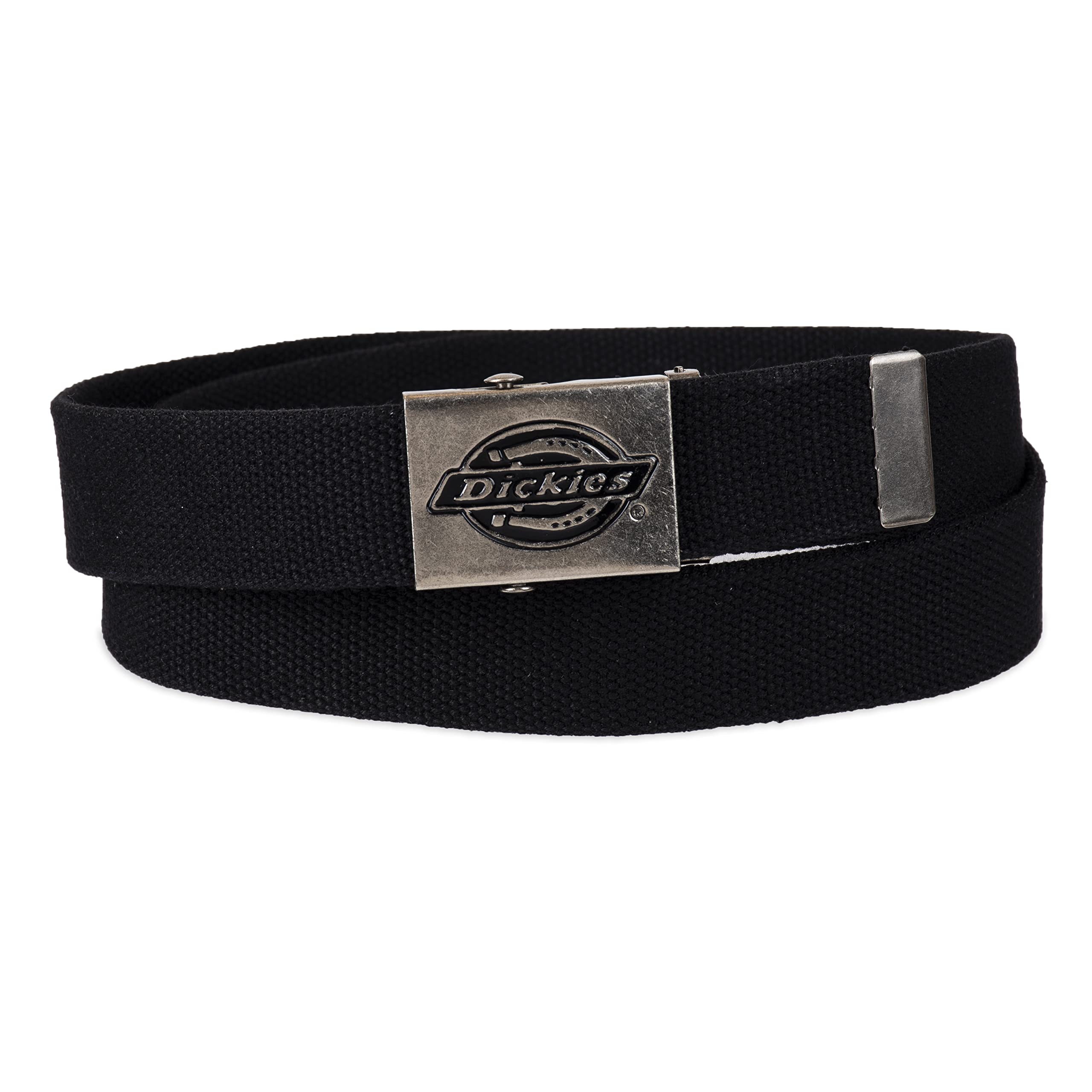 Dickies Men's 2 Pack Cotton Web Belt with Military Logo Buckle, Black/Khaki, One Size