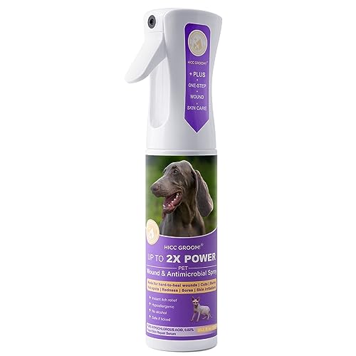 HICC Dog Wound & Skin Care Spray, HOCl Formula Skin Repair & Healing Spray for Minor Cuts, Scrapes, Rashes, Hot Spots Treatment, Soothe Itching, Safe for All Animals, 10.1 Ounces