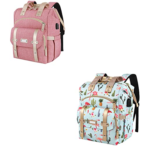 Janiful Laptop Backpack for Women, Teacher Doctor Nurse for 15.6 Inch Laptop,Large Travel Airline Approved Wide Open College Shoulder Purse Backpack Bag