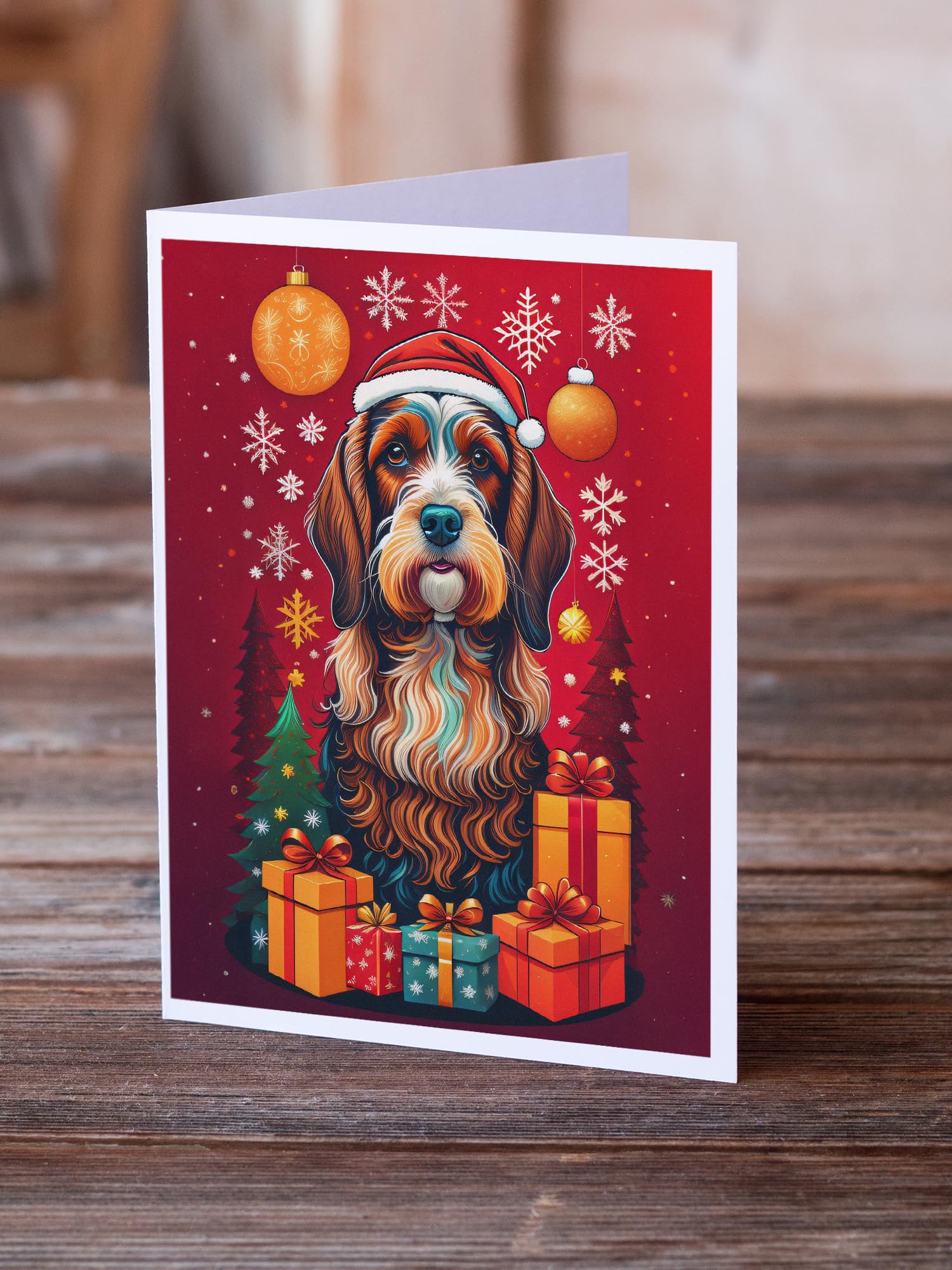 Caroline's Treasures DAC3136GCA7P Petit Basset Griffon Vendeen Holiday Christmas Greeting Cards Pack of 8 Blank Cards with Envelopes Whimsical A7 Size 5x7 Blank Note Cards