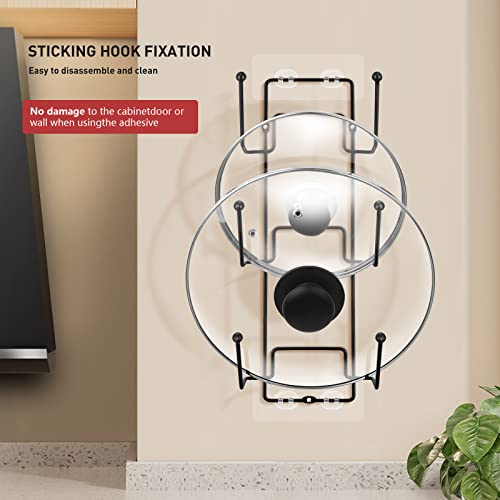 TXINBT 2-Pack Pot Lid Organizer，6 Tier pot lid rack,lid storage organizer for cabinet，Lid holders inside cabinet，Pot lid organizer for cabinet door.（Black