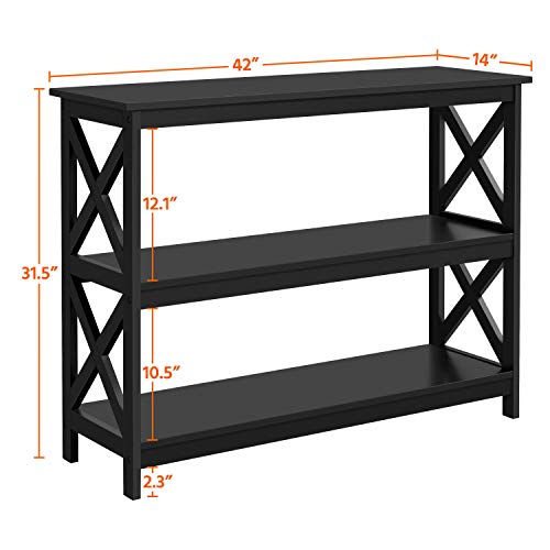 Yaheetech Television Stands & Entertainment Centers with 3 Tier Storage Shelf TV Stand for Living Room, Black