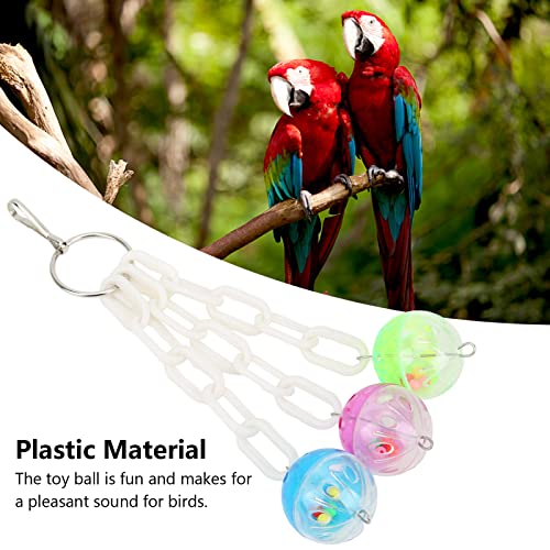 Xirfuni Bird Ball Toys, Plastic Bird Cage Ball Attractive Relieve Anxiety 2 Strings Biting with Hooks for Macaw for Budgie for Cockatiel