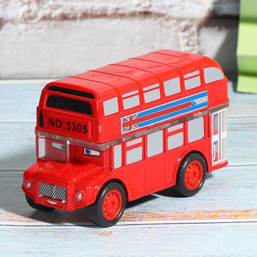 Drfeify Cartoon Bus Alloy Car Toy, 3 Colors, Highly Simulation Children Kid Pull Back Vehicle Toy Model(Travel Bus red)