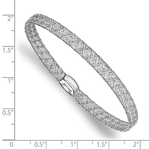Diamond2Deal 14K White Gold Fancy Stretch Bangle Bracelet for Women
