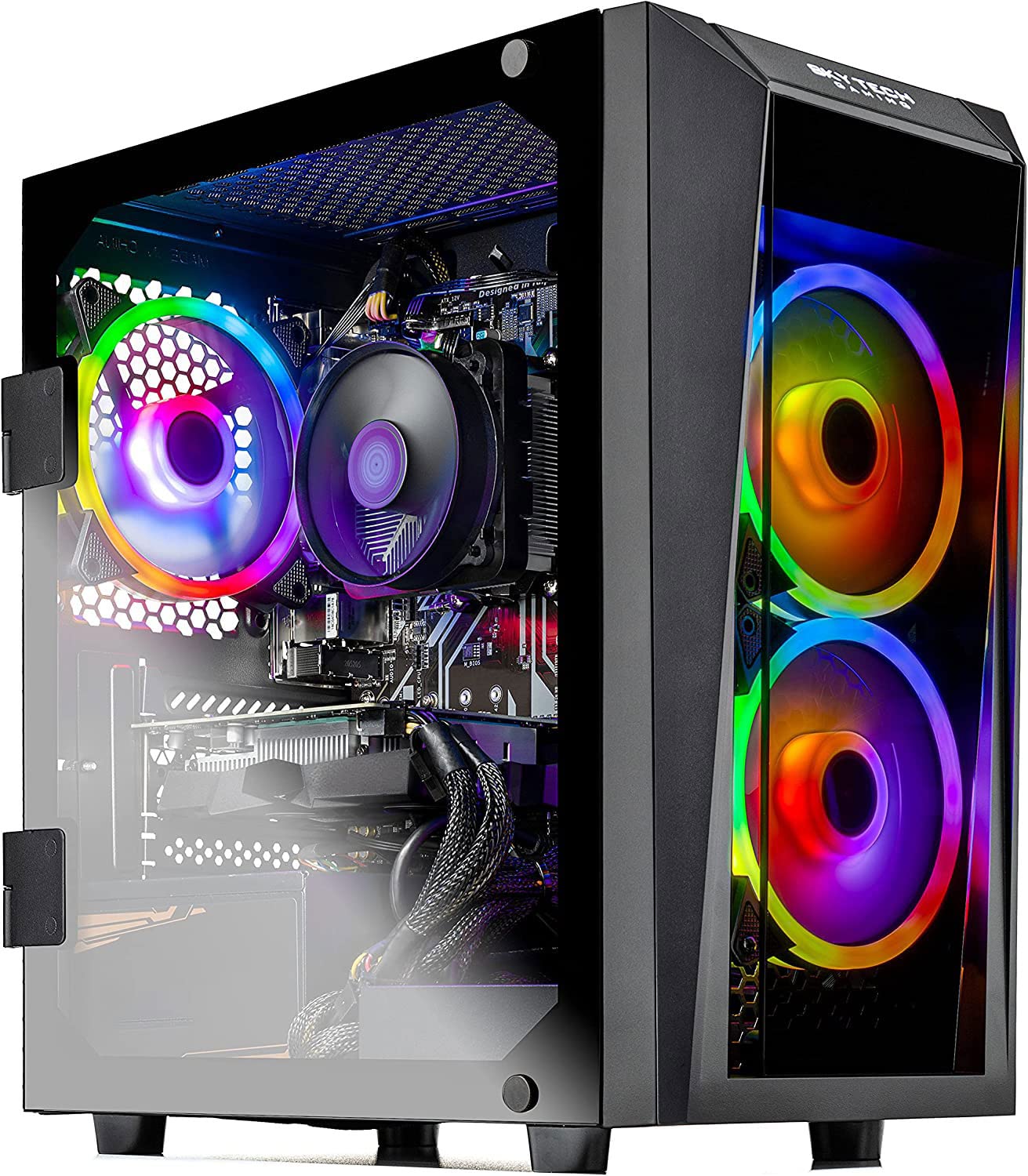 Skytech Gaming Blaze II Gaming PC Desktop β AMD Ryzen 5 5600G 3.9 GHz, RTX 3060, 500GB NVME SSD, 16G DDR4 3200, 600W Gold PSU, AC Wi-Fi, Windows 10 Home 64-bit
