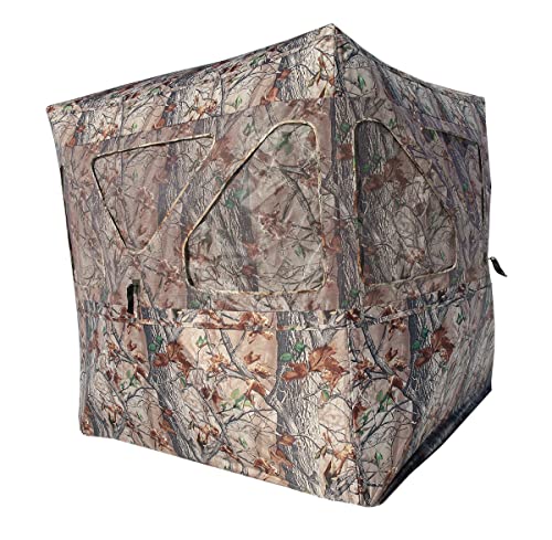 Muddy Outdoors Infinity Epic Camo Shadow Mesh Windows Black Backed Water Resistant Heavy-Duty 600 Denier Fabric Ground Blind, 3-Person