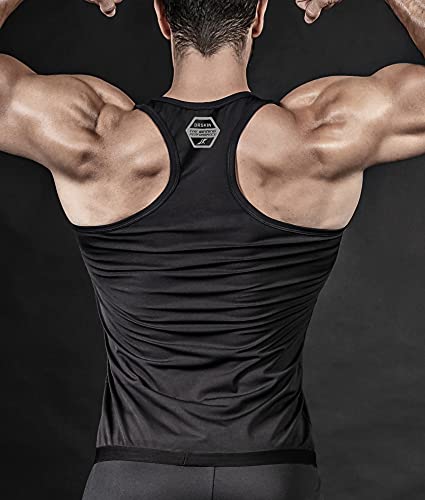 DRSKIN Men’s Y-Back Sauna Sweat Suit Heat Trapping Compression Tank Top Vest Weight Loss Shirt Premium Slimming Workout (Y-SAUNA-TA B01,2XL)