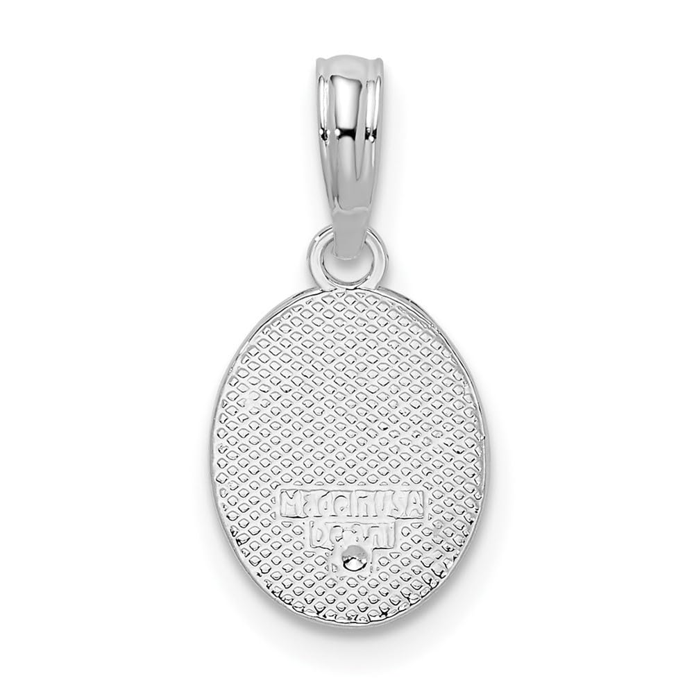 Diamond2Deal Sterling Silver Polished and Textured Fleur de Lis Small Oval Pendant