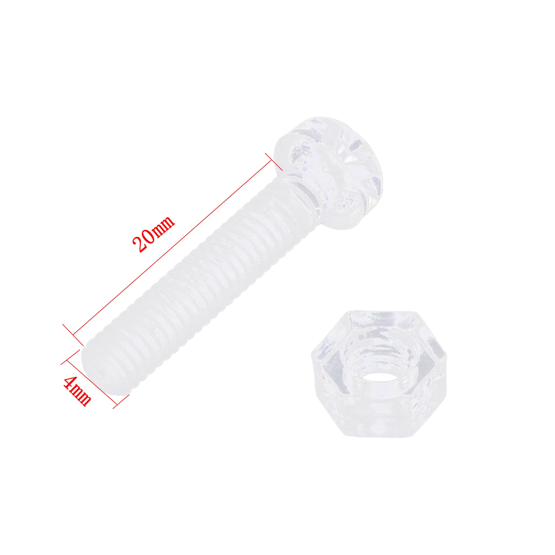 Dnyta 80 Pieces Acrylic Mounting Screws and Nuts M4x20mm Plastic Screws Clear Phillips Cross Screws Round Head