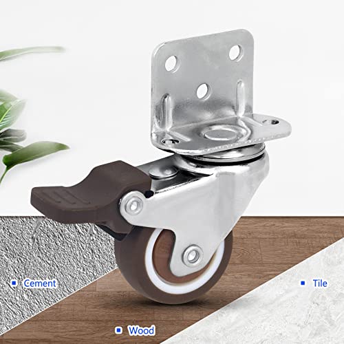Side Mount Casters Set of 4 with Brake,1.5inch L-Shape TPR Plate Casters,Small Wheels for Furniture Wheels, Baby Bed, Suitcase, Cabinet Wheels, Table Casters, Loading Capacity 200 Lbs (1.5β L-Shape)