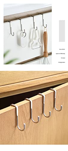 LOVENJOY Over Cabinet Hooks Stainless Steel Metal, Double S Shaped Hangers Rack Holder for Drawer Closet Kitchen, 2 Pcs
