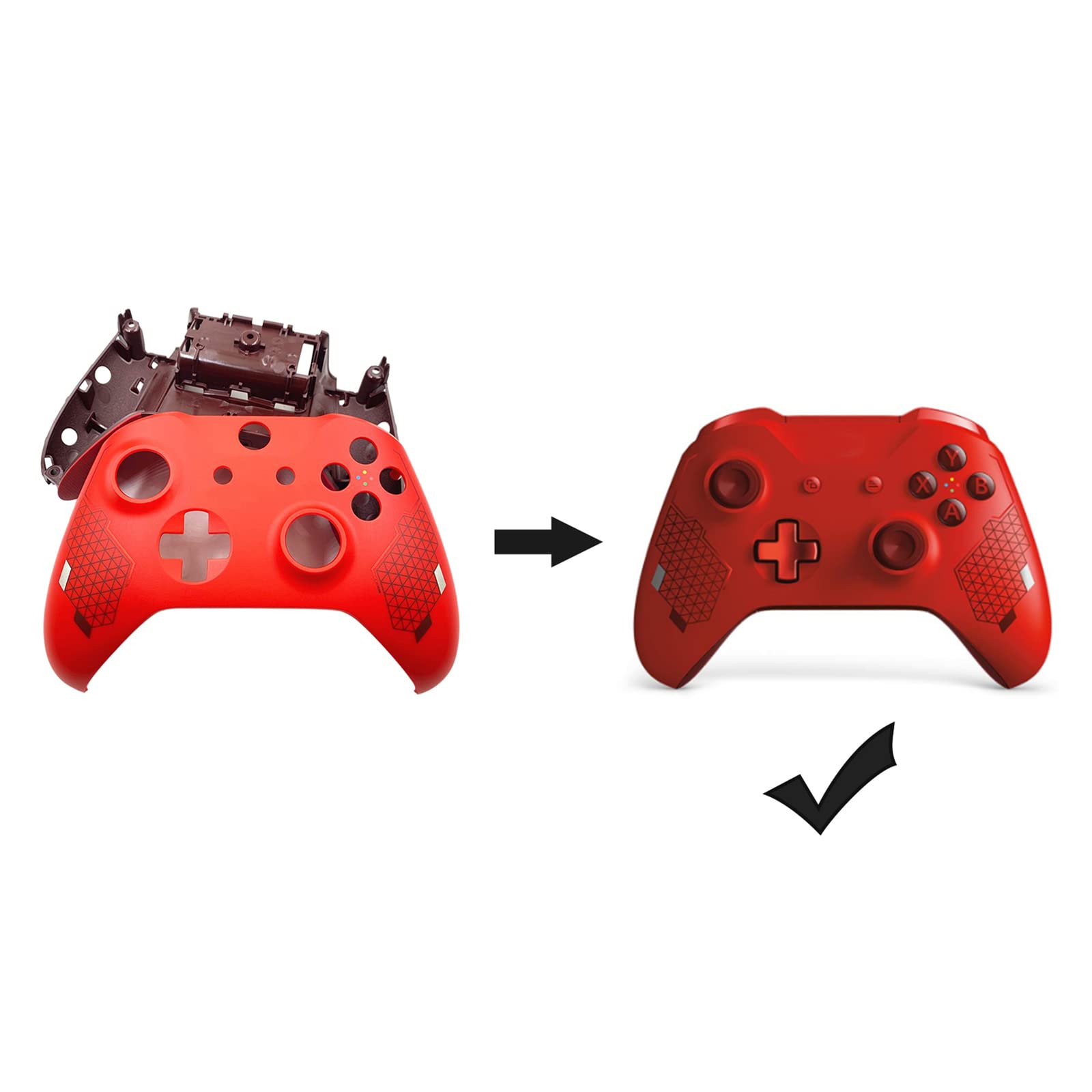 Cowhilan Replacement Housing Shell Faceplate Case Bottom Shell Compatible with Xbox Wireless Controller - Sport Red Special Edition