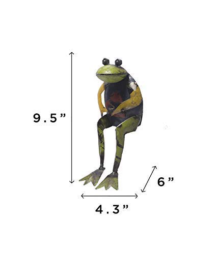 De Kulture Handcrafted Recycled Iron Seated Frog with Heart Decorative Collectible Figurine Showpiece Beautify Home Office Garden Décor | Ideal for Christmas Tree Easter Halloween Party Decoration