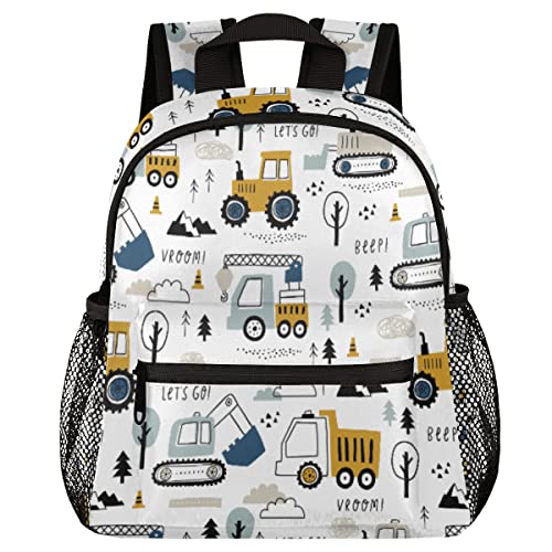 dgdahk Kids Backpack Toddler Cute Car Truck Excavator Preschool Book Bag Small Cute Kindergarten Elementary Bookbags Travel Backpack With Chest Strap for Little Boy Girl 3-6