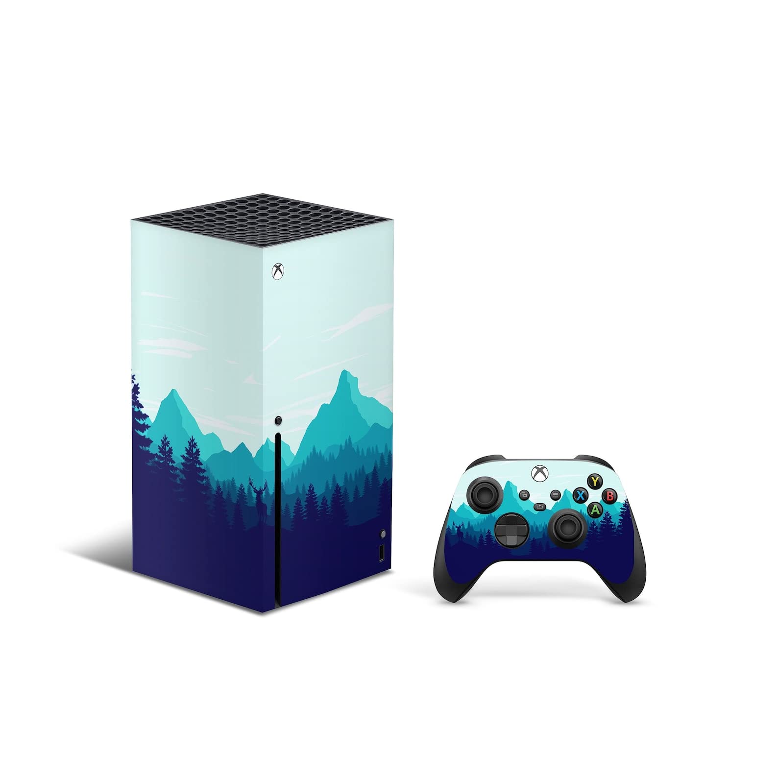 ZOOMHITSKINS Compatible with X1 Series X, Mountain Alpine Blue Painting Sky Tree Forest, Durable, Bubble-free, Made in USA