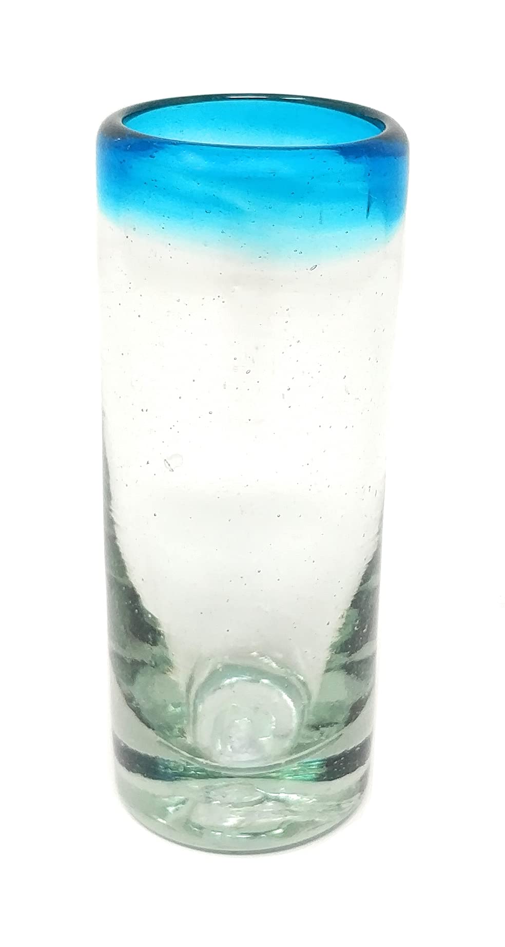 Dos Sueños Hand Blown Mexican Tequila Shot Glasses – Set of 6 Aqua Rim Tequila Shot Glasses (2 oz each) …