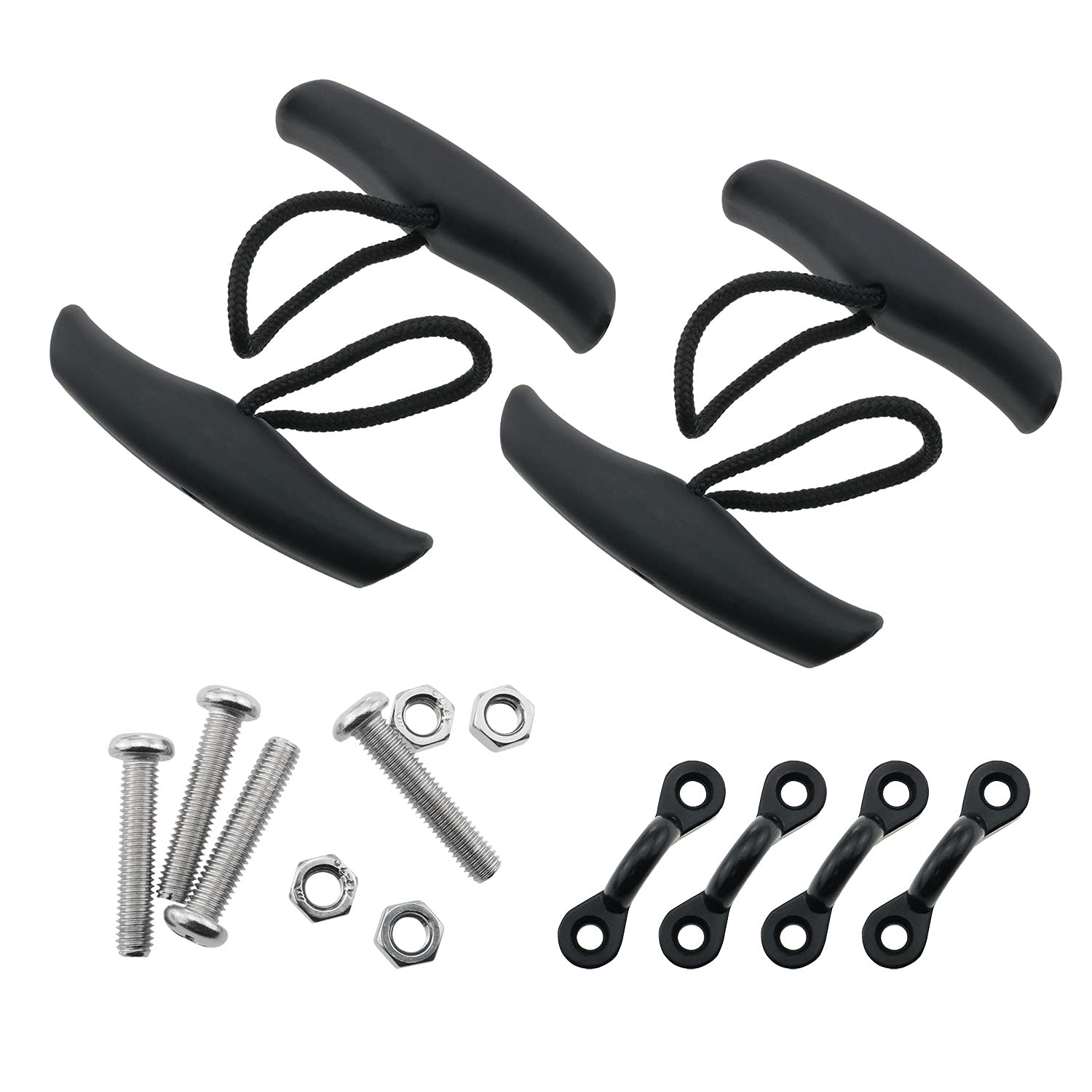 CSNSD Kayak Carry Handle 2Sets Marine Boat Kayak Canoe Carrying Pull Toggle T-Handles with Cord and Pad Eyes Screws