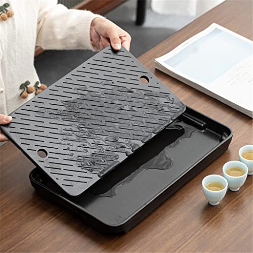 DHDM Tea Tray Home Rectangular Tea Table Coarse Ceramic Drainage Water Storage Type Dry Foam Tray