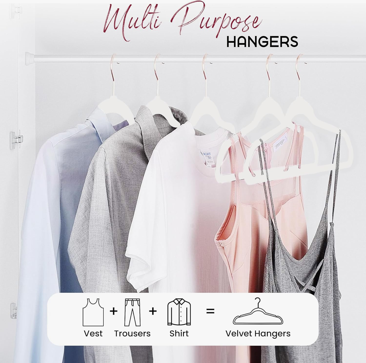 LDC LUX DECOR COLLECTION White Velvet Hangers 30 Pack - Premium Non Slip Clothes Felt Hanger for Coat, Pants, Suits, Shirts - Heavy Duty Space Saving 360 Rotatable Hook Hangars - White