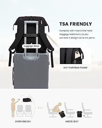 LOVEVOOK Laptop Backpack for Women Men, 15.6 Inch Work Backpacks Purse with USB Port, Waterproof Nurse Teacher Bag, Wide Open Business Travel Computer Backpack, Convertible College Tote Daypack