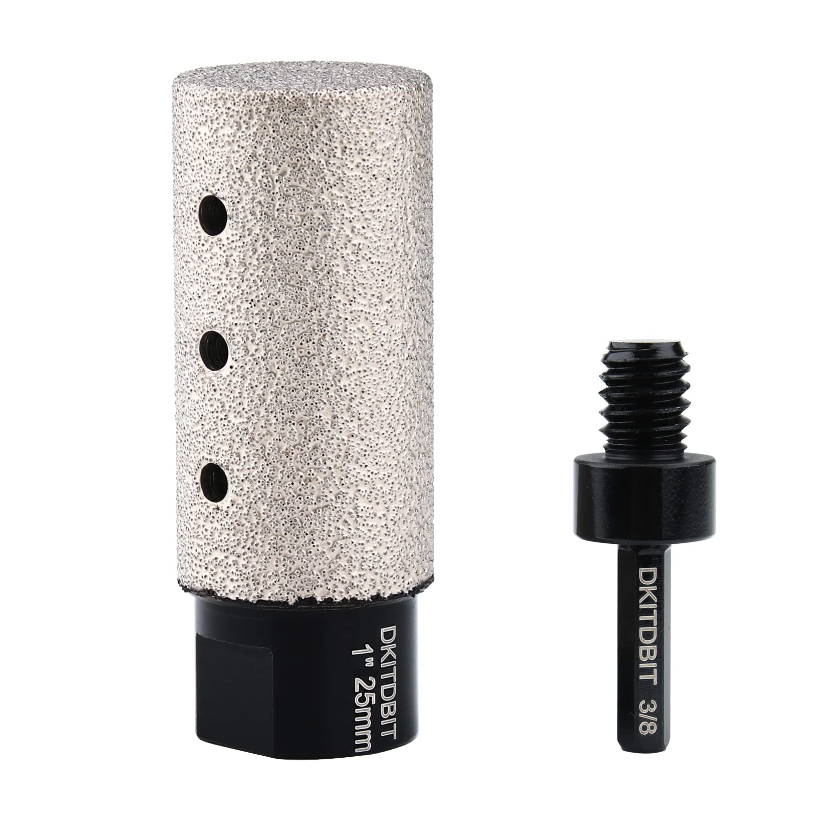 Diamond Coated Finger Bit, 1" Tile Milling Bit to Enlarge Grind Polish Shape Holes on Porcelain Ceramic Marble Granite Tile Countertop, with 5/8-11 Thread to 3/8" Hex Shank Adapter, Diameter 25mm