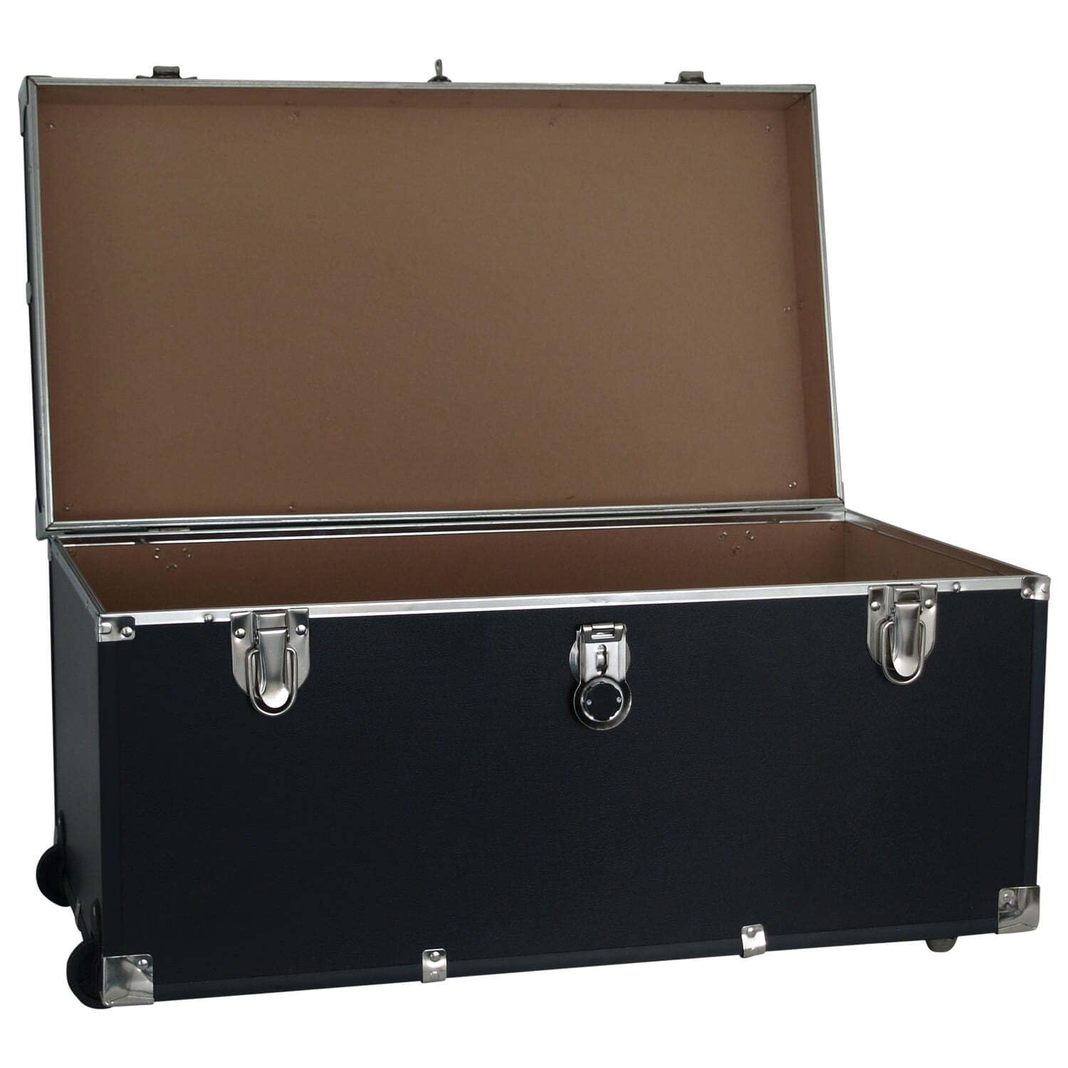 HomeStock Rustic Romance 31" Storage Trunk with Wheels & Lock, Lockable, Latch Closure Type, Black, 31"