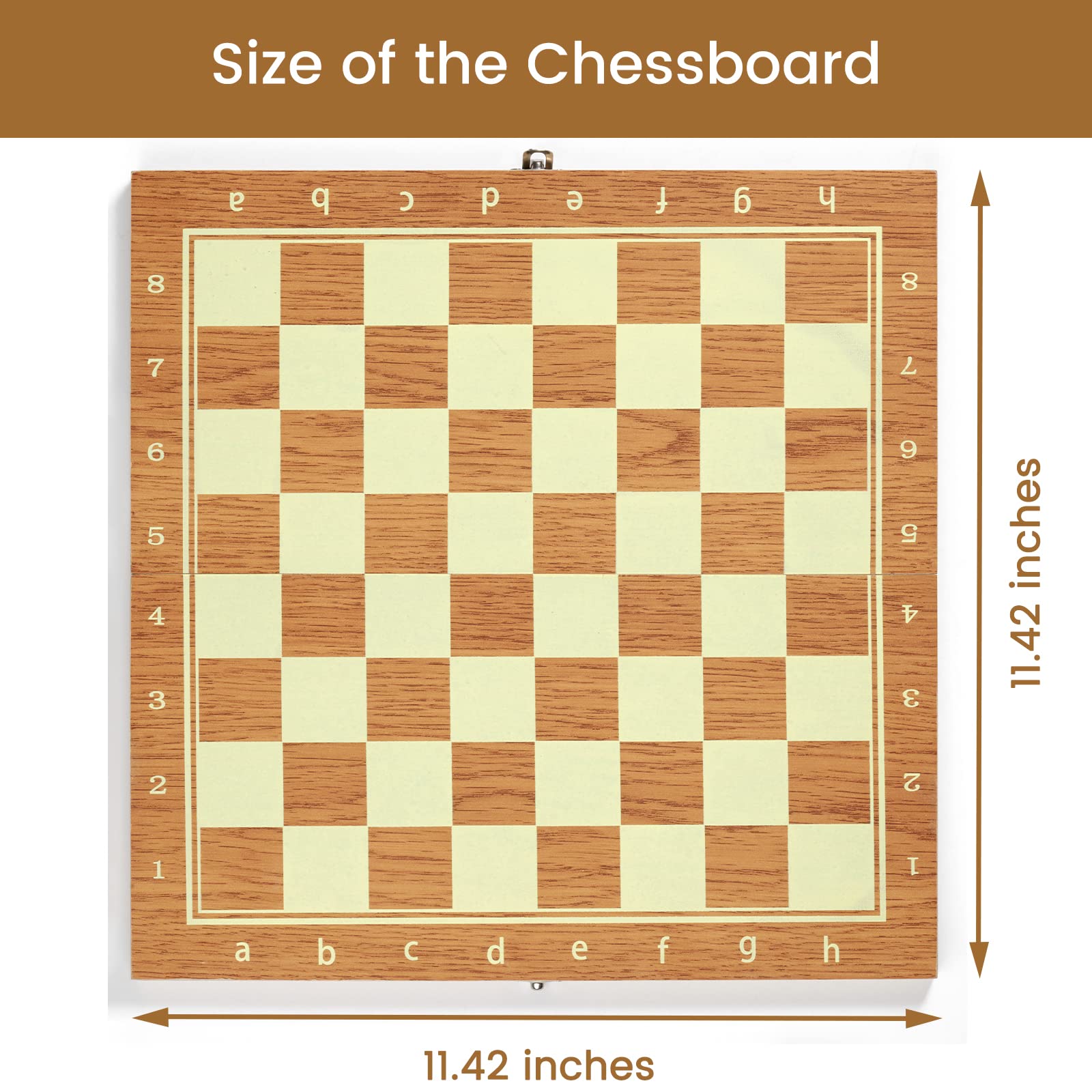 CSVICTORY Classic Chess Set 11" x 11"- New Zealand Pine Wooden Chess Set with Folding Chess Board, Staunton Chess Pieces & Storage Box, Wood Chess Set Board Game Upgrade Edition